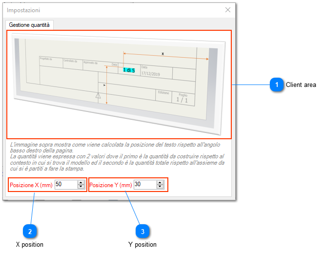 Setting position quantity window
